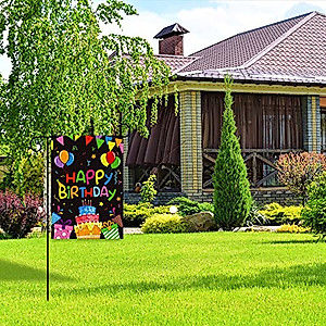 X1zuue Happy Birthday Garden Flag Burlap Yard Signs Vertical Double Sided Readable Birthday Cake Banner House Flags Poster Party Decorations Supplies for Indoor Outdoor Lawn 12.4 x 18.2 Inch