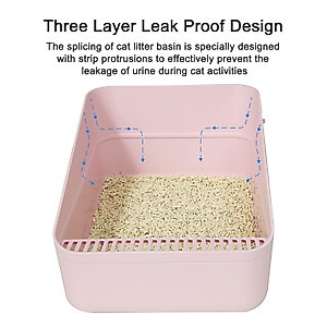 Sfozstra Open Prevent Sand Leakage, Durable High Side Sifting Litter Box for Small Cats,Secure and Odor , Removable Litter Box, Easy to Clean (Pink Small)