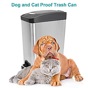 CTETC Slim Small Trash Can with Lid Soft Close and Removable Inner Wastebasket, Rectangular Narrow Stainless Steel Trash Can for Bathroom Bedroom Office, Anti-Fingerprint Brushed Finish, 2.1Gal/8L