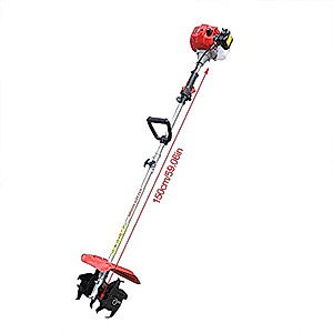 42.7CC 2-Stroke Garden Tiller/Cultivator, Hand-held Cultivator, Gas Powered Rototiller, Rotary Mini Cultivator Machine, Lightweight, Easy to Carry