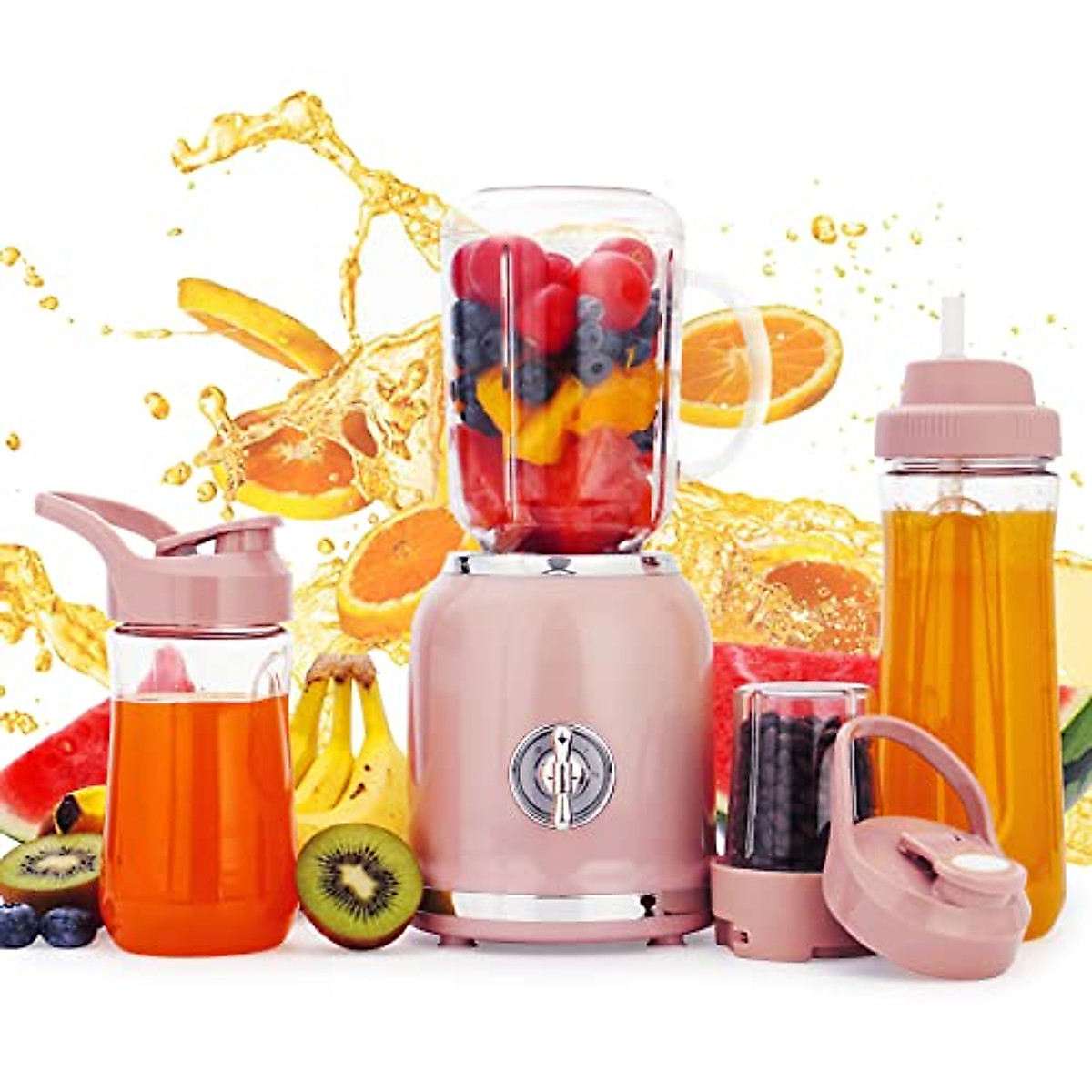 Smoothie Bullet Blender with 6 Sharp Blades, Personal Mini Blender for Shakes and Smoothies with 3 Adjustable Speeds, Blender for Kitchen with blending and grinding, BPA-free 3 Travel Cup & 27oz Mason Cup