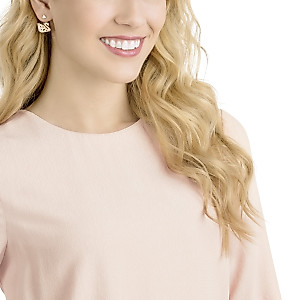 Swarovski Facet Swan Pierced Earrings Rose Gold-tone Plated 5358058