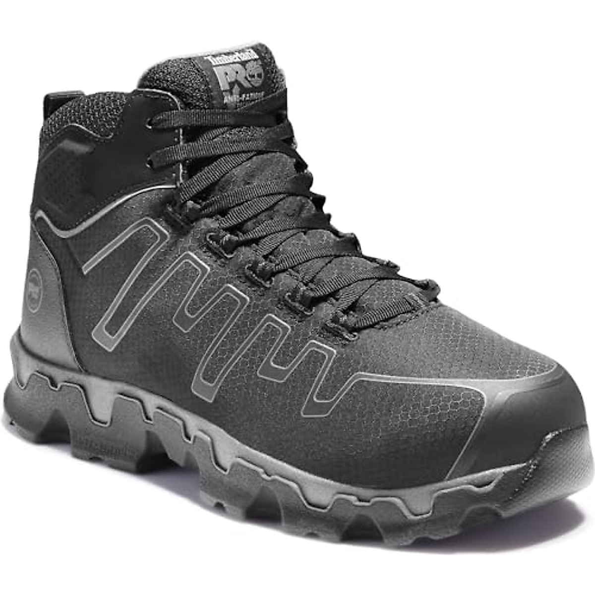 Timberland PRO Men's Powertrain Sport Mid Alloy Safety Toe Industrial Ahletic Work Shoe Athletic, Black/Grey, 12