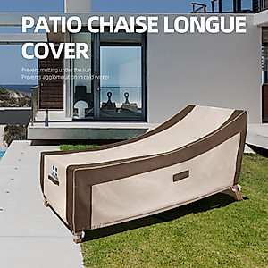 HAMLER Lounge Chair Cover, Heavy Duty Chaise Lounge Covers Outdoor Waterproof 2 Pack, Outdoor Furniture Covers for Patio Furniture Fits up to 70L x 32W x 30H Inch, Brown & Beige