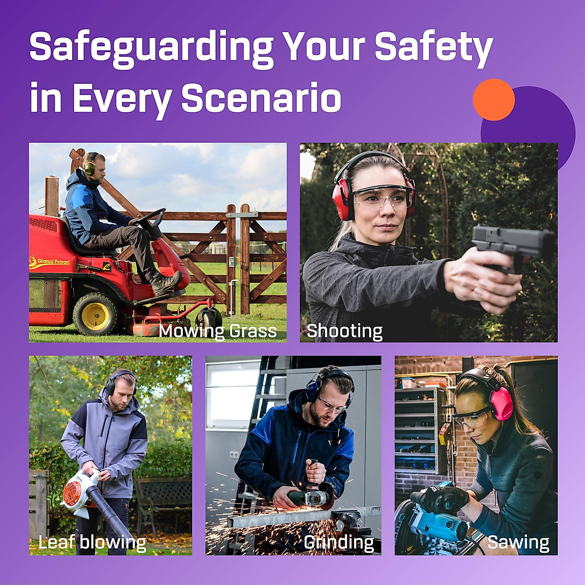 Vanderfields Hearing Protection Ear Muffs for Noise Reduction, 26dB Certified, Noise Cancelling Safety Ear Protection for Shooting, Adult Headphones for Lawn Mowing, DIY, Construction, Woodworking