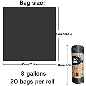 8 Gallon Biodegradable Trash Bags, 20 Count Garbage Bags 8 gallon, Compostable Medium Black Trash Bags , Unscented Leak Proof Bags for Office, Home, Bedroom, Car, Kitchen…