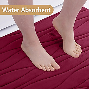 Buganda Memory Foam Bathroom Rug Mat 24x16, Extra Soft and Absorbent Bath Mats, Non-Slip and Machine Washable Bath Rugs for Bathroom Floor,Tub and Shower, Burgundy