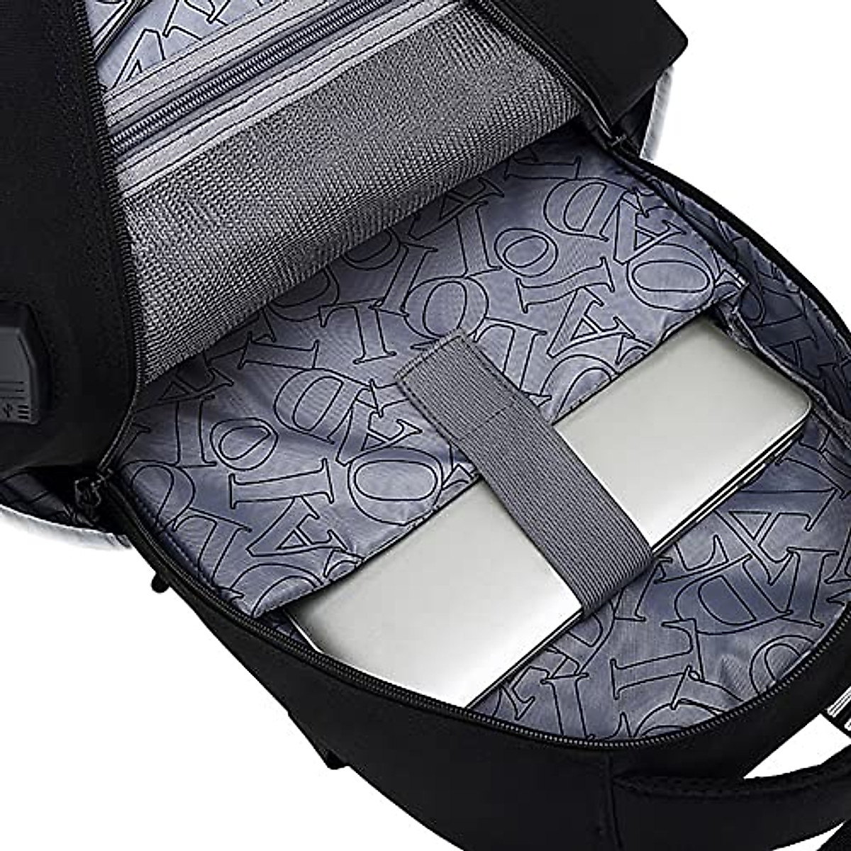 Anime One Piece Color Printing Backpack with USB Interface Fashion Casual Large Capacity Laptop Backpack (B4-5)