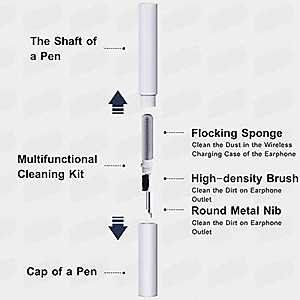 Tresoba Cleaning Pen for Airpods Cleaner Kit Compatible with Airpods Pro 1 2 Wireless Earphones, Airpods Cleaning Tools for Bluetooth Earphones Cleaning Pen (White-1)