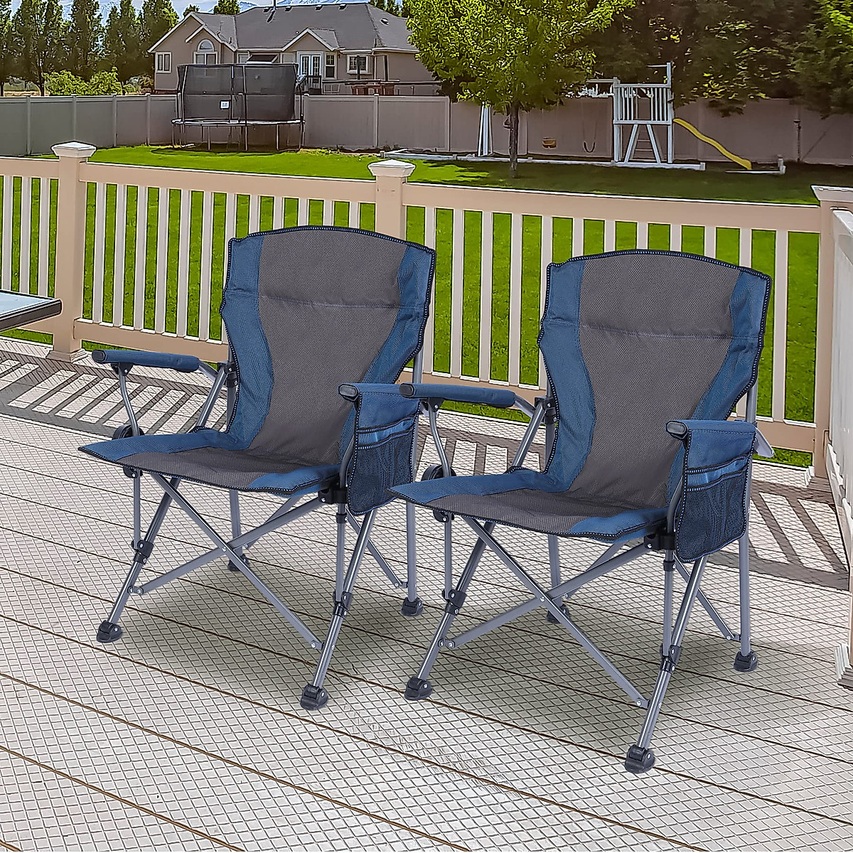 REDCAMP Oversized Camping Chairs for Adults 2 Pack, Heavy Duty Hard Arm Portable Folding Chairs for Outside, Firm Hunting Outdoor Sports Chairs for Big and Tall Person