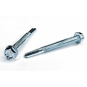 12 X 1 1/2" Hex Washer Head ZINC Plated TEK 5 for Extra Thick Metal 1LB Packaged (75 pcs)