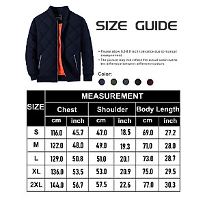 TACVASEN Men's Padded Jackets Winter Full Zipper Fleece Casual Bomber Varsity Coat Navy M