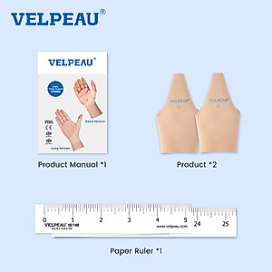 Velpeau Thumb Wrist Compression Sleeve for Arthritis Pain (2 Pcs) -Elastic Liner for Plastic Splint, Right & Left Hands (Beige, Long Version, Medium)