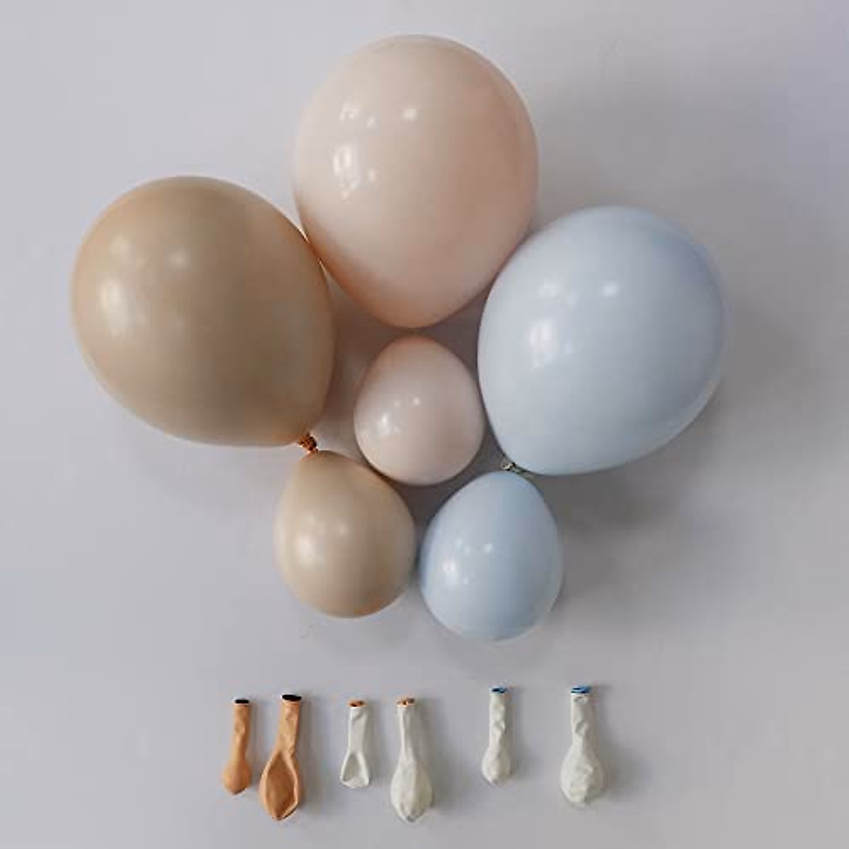 Double Stuffed Cream Peach Apricot Macaron Blue Balloons Garland Arch Kit-Small&Large Double Stuffed Balloons garland For Gender Reveal Party, Birthday Party, Baby Shower, Bridal Shower, Girls' Party