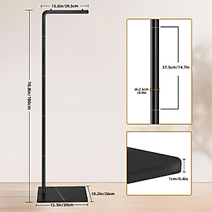 YheenLf Coat Rack Freestanding with Rock Slab Base Coat Stand, Metal Clothes Hanger Stand, Suitable for Clothing Hat Bags, Living Room, Bedroom, Office, 70.08 Inches High, Black, HCT201B