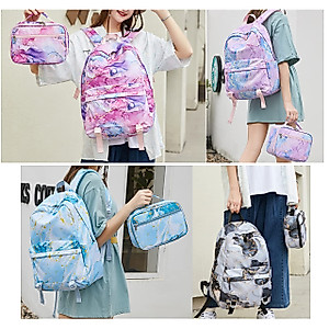 JiaYou Junior high school Backpack Sets 2Pcs Daypack with Lunch case Girls Middle school Bag(Purple,20 Liters)