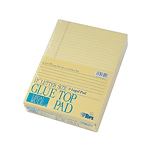 TOPS 7522 The Legal Pad Glue Top Pads, Legal/Wide, 8 1/2 x 11, Canary, 50 Sheets (Pack of 12)