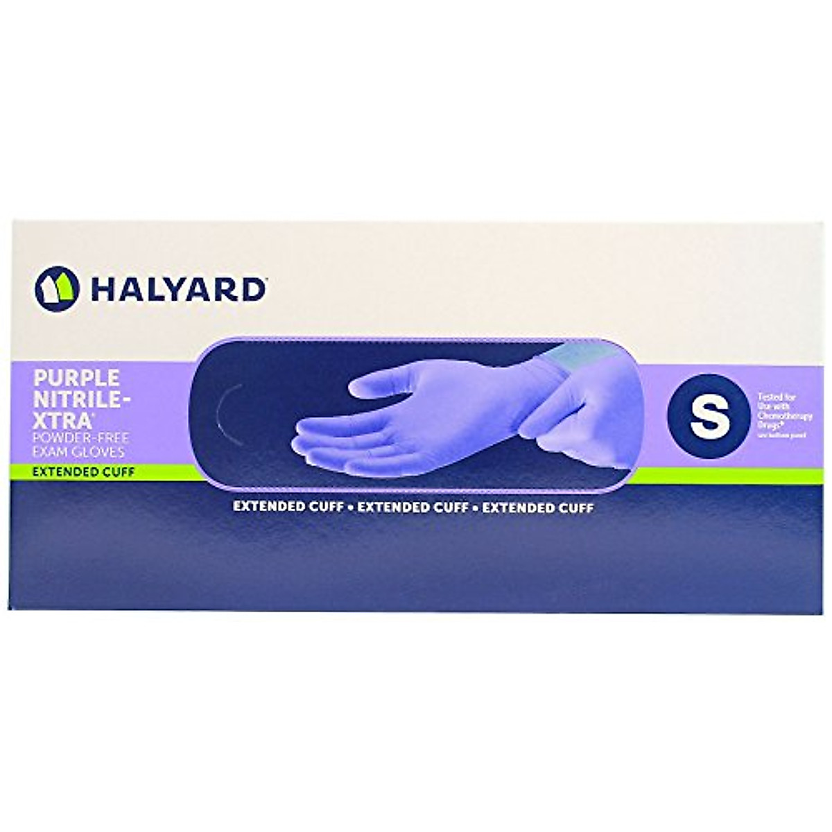 Haylard Health Purple Nitrile XTRA Powder Free Extended Cuff Exam Glove, Small (50 Per Box)