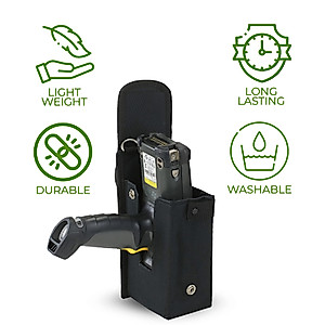 e-Holster Barcode Scanner Holster (Large), Ballistic Nylon Carrying Case Pouch for Pistol-Grip Mobile Computers, with Belt Clip, Belt Loop, Shoulder Strap, for Zebra MC9300, MC9200, MC9500