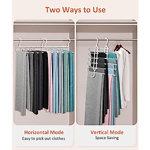 Upgraded 3 Pack Pants Hangers Space Saving, Non Slip Pants Organizer for Closet, 5 Tier Jean Hangers, Multi Hangers Space Saving Closet Organizers for Trousers Scarves