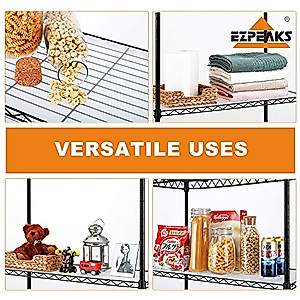EZPEAKS 4-Shelf Shelving Unit with 8 Hooks and 4-Shelf Liners, NSF Certified, Adjustable Metal Wire Shelves, Shelving Rack and Storage for Kitchen Laundry Bathroom Pantry Closet(23.6W x 14D x 47H)