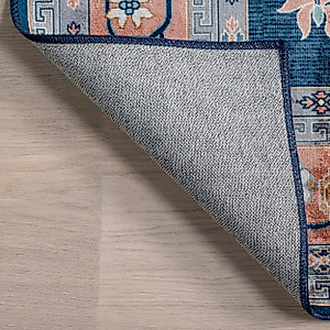 nuLOOM Lauren Liess Dayflower Vintage Machine Washable Area Rug, 9x12, Blue