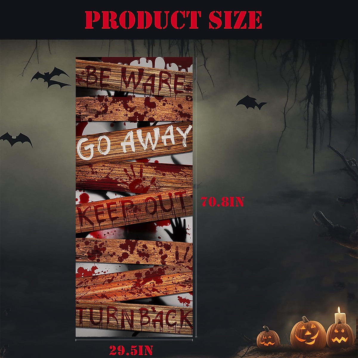 Halloween Door Cover Halloween Door Decorations Scary Halloween Decorations Horror Shadowy Figure Bloody Handprint Halloween Door Covers