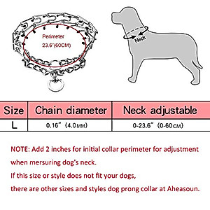 Aheasoun Prong Collar for Dogs, Choke Collar for Dogs, Pinch Collar for Large Medium and Small Dogs, Stainless Steel Adjustable with Comfort Rubber Tips, Safe and Effective (Large, 4.0mm, 23.6-Inch)