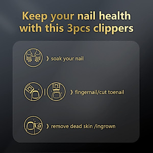 Nail Clippers Set,Extra Sharp Stainless Steel Fingernail & Toenail Clippers, Professional Nail Trimmer for Thick or Ingrown Nail, 3PCS Nail Cutter for Women and Men