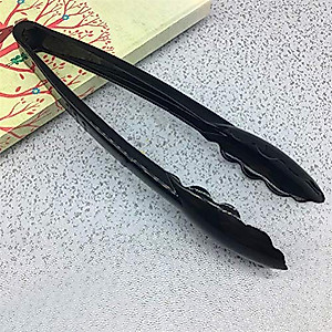 SUMAJU 6PCS Black Serving Tongs, Plastic Tongs Disposable Mini Toast Tongs for Candy Bar Pasta BBQ Appetizers Pastries