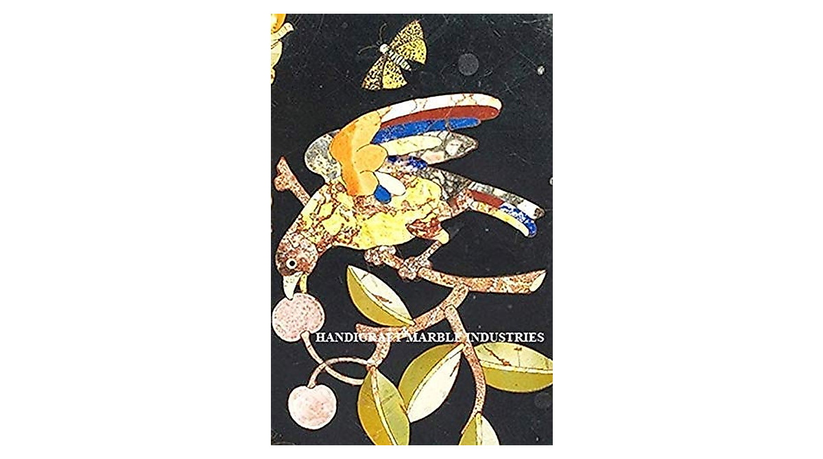 Modern Bird & Butterfly Wall Panel - Elegant Black Marble Decor