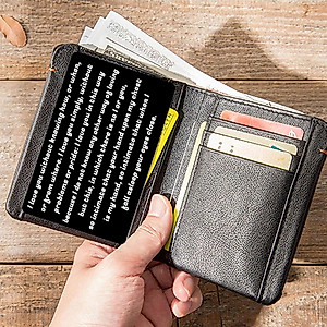 Eletizy Personalized Picture/Text Wallet Metal Card, Custom Color Print Picture Double Side Wallet Insert Card for Love Note, Anniversary, Husband Wife, Family, Boyfriend,Girlfriend (Black)