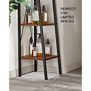 Pipishell Ladder Shelf Bookcase, 4 Tier Bookshelf, Freestanding Plant Flower Stand, Multipurpose Organizer Rack for Home/Office/Living Room/Balcony/Bedroom/Kitchen, Red Brown