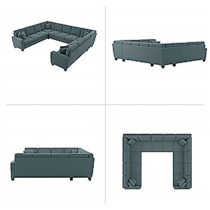 Bush Furniture Stockton Sofas, 135W, Turkish Blue Herringbone