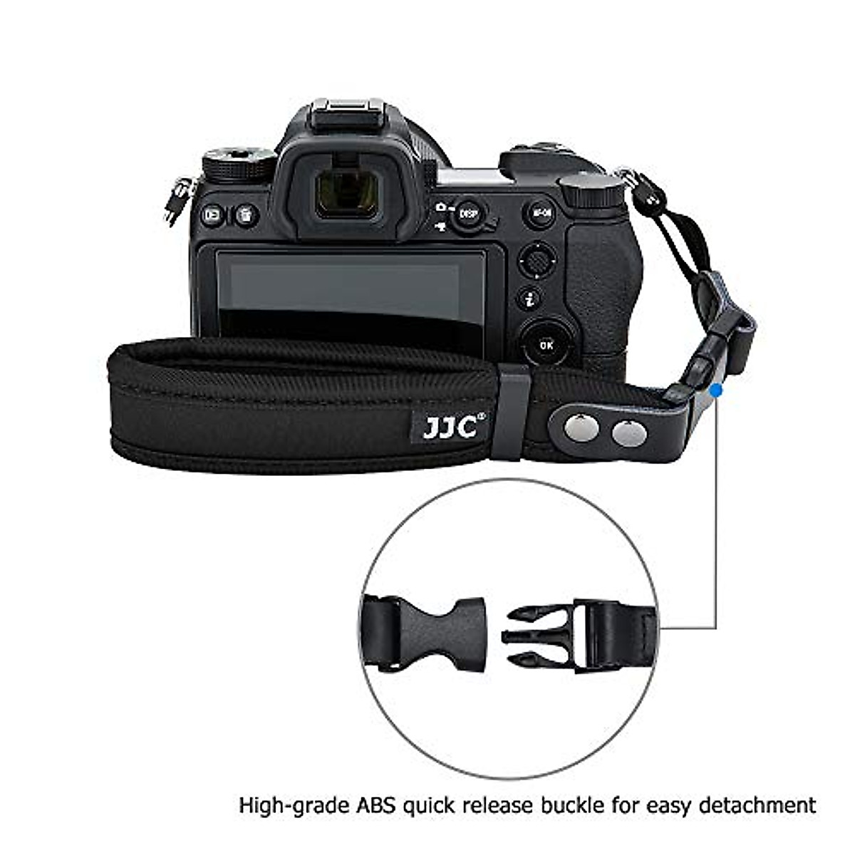 Soft Neoprene Camera Hand Wrist Grip Strap with Quick-Release for Canon EOS R10 R7 R5 R6 R RP Rebel T8i T7 T7i SL3 90D Sony A7 IV III Nikon Z 30 Z fc Z50 Z5 Z6 Z7 II Fuji X-T4 X-S10 X-T30 II X-Pro3