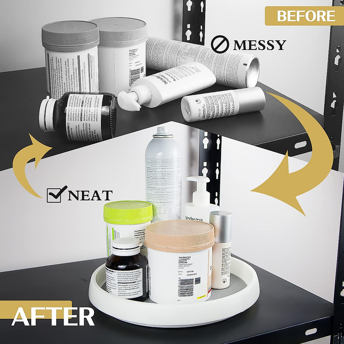 Twoyu Non Skid Lazy Susan Turntable,Single Round Rotating Kitchen Spice Organizer for cabinets,Pantry, Bathroom, Refrigerator (10Inch)