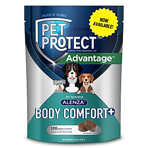 Pet Protect from The Makers of Advantage Vet-Formulated Body Comfort+ Supplement for Dogs | 120 Chews