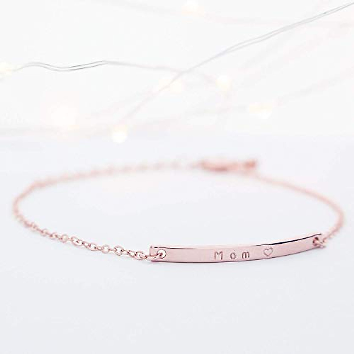 16K Gold Your Name Bar Bracelet - Personalized gift Gold Plated bar Delicate Hand Stamp Best bridesmaid Wedding Graduation Gift
