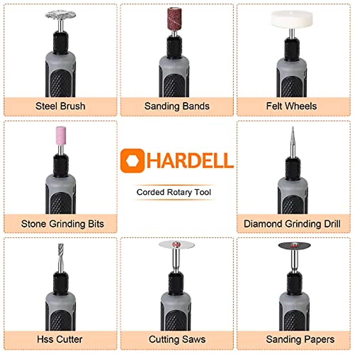 HARDELL 18V Mini Rotary Tool, Corded Rotary Tool, 4-Speed, Multi-Purpose Rotary Tool Kit with 31 Accessories for Engraving, Drilling, Sanding, Grinding, Polishing, Carving, Etching, DIY Crafting