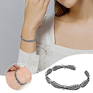 Atiptu Vintage Angel Wings Bracelet for Women Men Layering Angel Bangle Bracelets,Inspirational Guardian Angel Bangle Bracelets for Birthday/Graduation Gifts