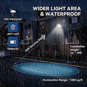 LANGY Solar Street Light 12000 Lumens,240PCS LED, 18000 mAH Battery, High Lumens LED Solar Power Street Lamp Outdoor Dusk to Dawn for Parking Lot, Yard, Garage and Garden