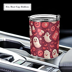 Cartoon Cute Pink Halloween Pumpkin Unique Stainless Steel vacuum insulated water bottle with Straw Leak Resistant Flip coffee mugs for camping modern insulated tumbler vasos para agua gym 20oz