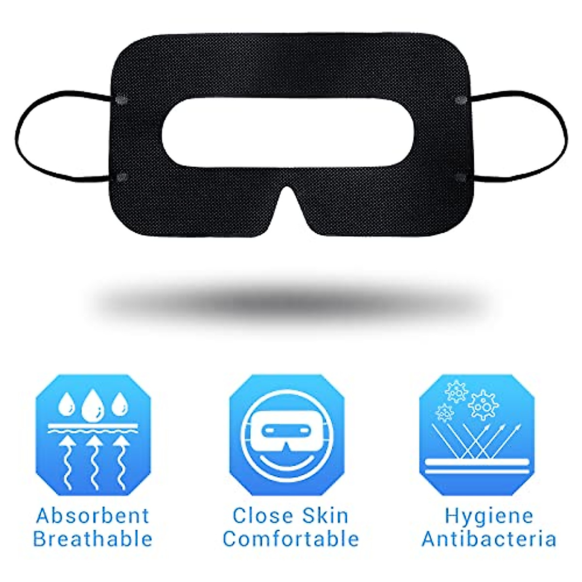 200 Pcs Disposable VR Face Mask Breathable Cover Eye Mask for VR Nonwoven Fabric Sanitary VR Mask, VR Eye Cover Pad (Black)