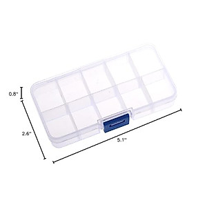 ALL in ONE 6pcs Clear Plastic Storage Box Bead Organizer Display Containers with Adjustable Dividers (13x2.6x2cm 10 Grids)