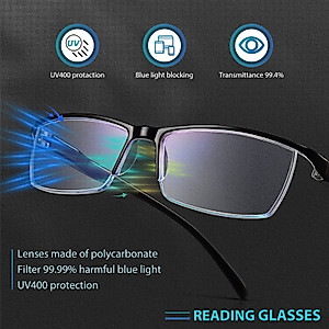 Gaoye 6 Pack Reading Glasses Men, Blue Light Blocking Readers, Mens Prescription glasses, 2.0
