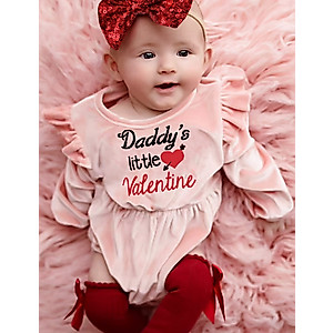 Valentine Baby Girl Outfit 12-18 Months Daddys Valentine Baby Girl Outfit Long Sleeve Soft Romper Bodysuit Clothes Red Leg Warmers 3pcs Valentine Outfit Baby Girl