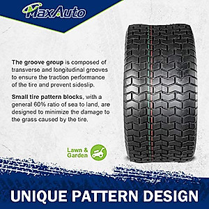 MaxAuto 22x9.5-12 22x9.5x12 Turf Tires for Lawn & Garden Mower 4 Ply, Set of 2
