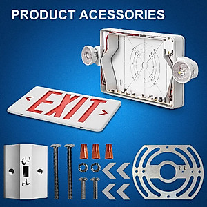 LED Exit Sign with Emergency Lights, Red Exit Sign Light with Battery Backup, Commercial Emergency Exit Sign Lighting with Two Adjustable Heads, AC 120-277V Fire Resistant UL Listed (8-Pack)