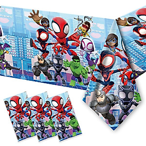 CORODER 3PCS Spidey Party Tablecloth Birthday Party Table Cover Party Supplies for Boys Girls Birthday Decorations