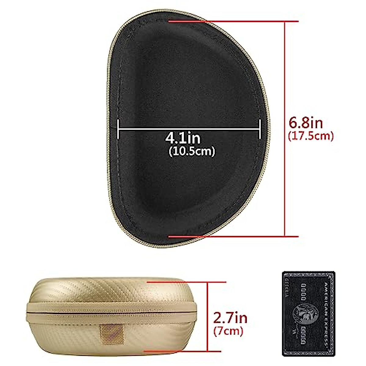 Geekria Shield Headphone Case Compatible with Beats Studio Pro, Solo 3, Solo 2, Solo HD Case, Replacement Hard Shell Travel Carrying Bag with Cable Storage (Gold)